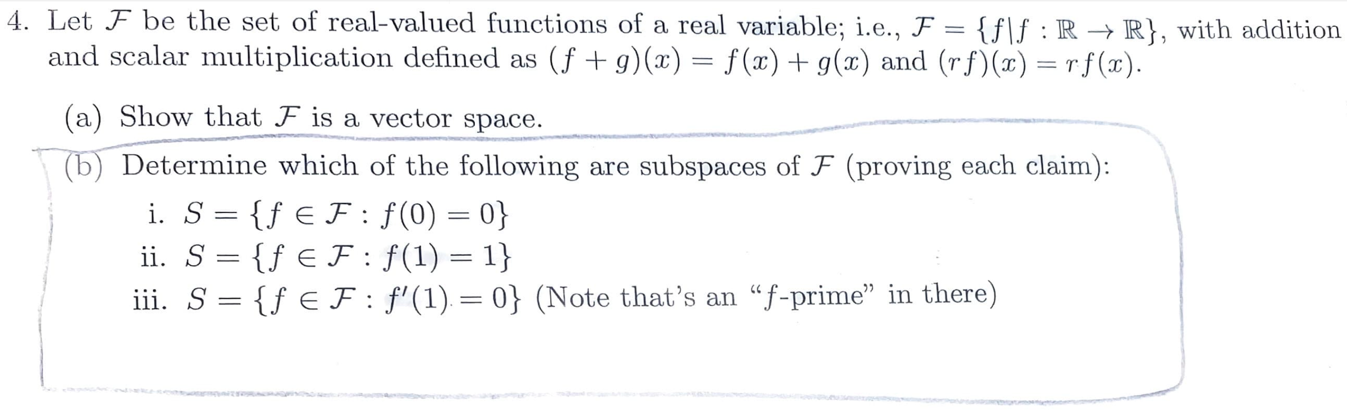 Solved Let F be the set of real-valued functions of a real | Chegg.com