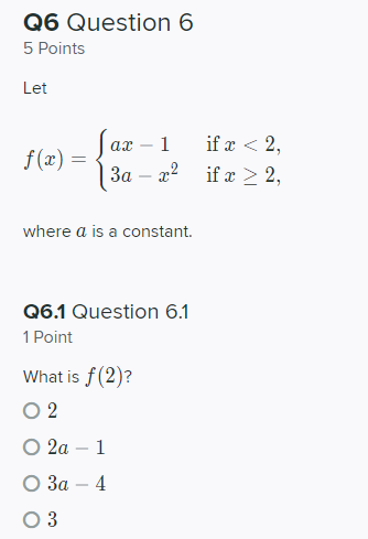 Solved Q6 Question 6 5 Points Let Sax -1 if x