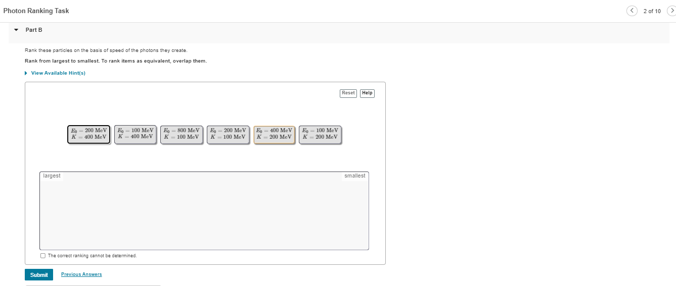 Solved Photon Ranking Task 2 of 10 > Part B Rank these | Chegg.com