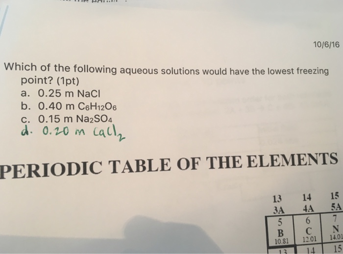 Solved Which of the following aqueous solutions would have | Chegg.com
