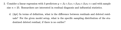 Solved Consider a linear regression with 3 ﻿predictors | Chegg.com