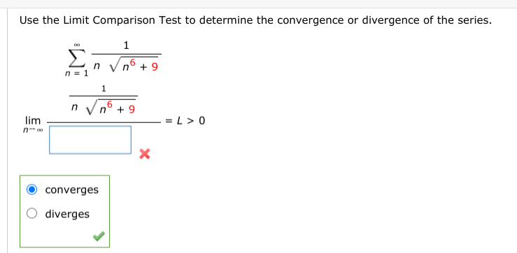 Solved Use the Limit Comparison Test to determine the | Chegg.com