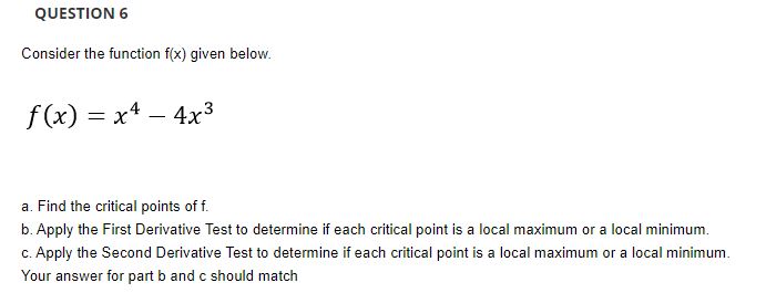 Solved QUESTION 6 Consider the function f(x) given below. | Chegg.com