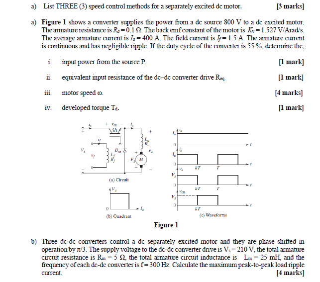 Solved a) List THREE (3) speed control methods for a | Chegg.com