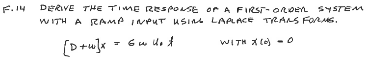 Solved F.14 DERIVE THE TIME RESPONSE OF A FIRST-ORDER SYSTEM | Chegg.com
