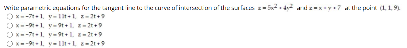 Solved Write parametric equations for the tangent line to | Chegg.com