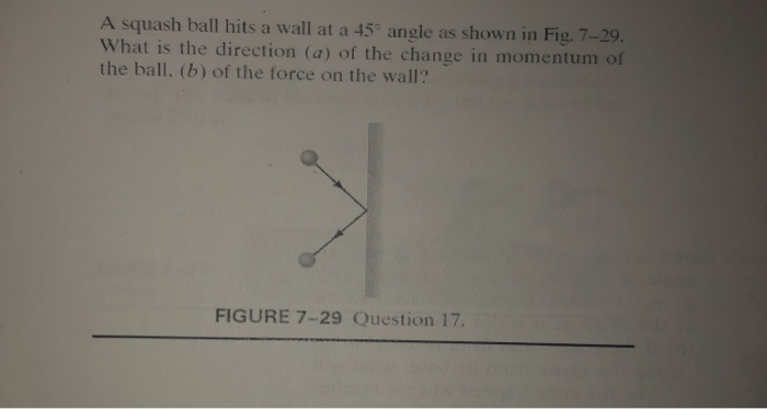 Solved A squash ball hits a wall at a 45° angle as shown in | Chegg.com