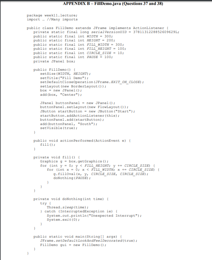 Solved APPENDIX B-FilIDemo.java (Questions 37 and 38) | Chegg.com