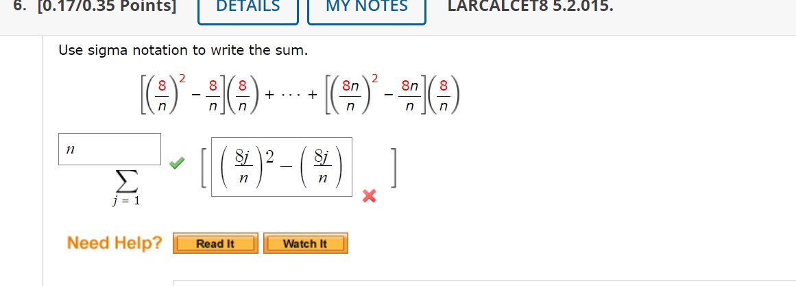 Solved Use Sigma Notation To Write The Sumneed Help 5907
