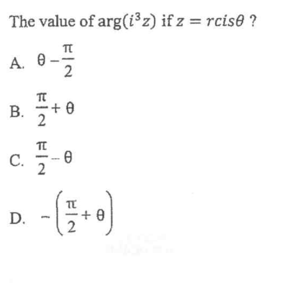 Solved The value of arg(i3z) ﻿if | Chegg.com