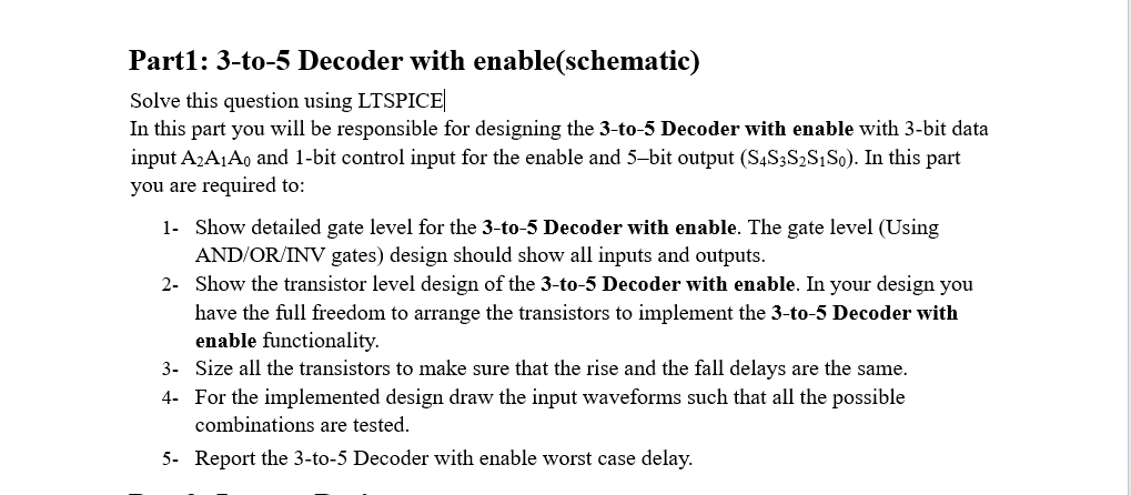 Solved Part1 3 To 5 Decoder With Enableschematic Solve 