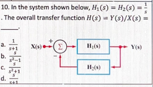 Solved 10. In the system shown below, H₁ (s) = H₂(s): = . | Chegg.com