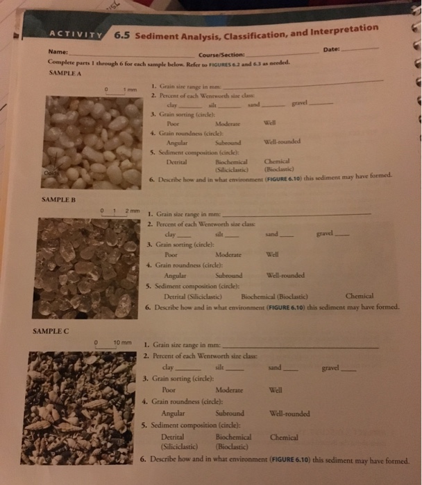 Solved COMPOSITIONAL CLASSIFICATION OF SEDIMENT AND | Chegg.com
