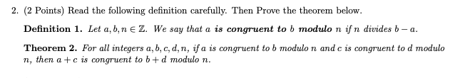 Solved 2. (2 Points) Read the following definition | Chegg.com