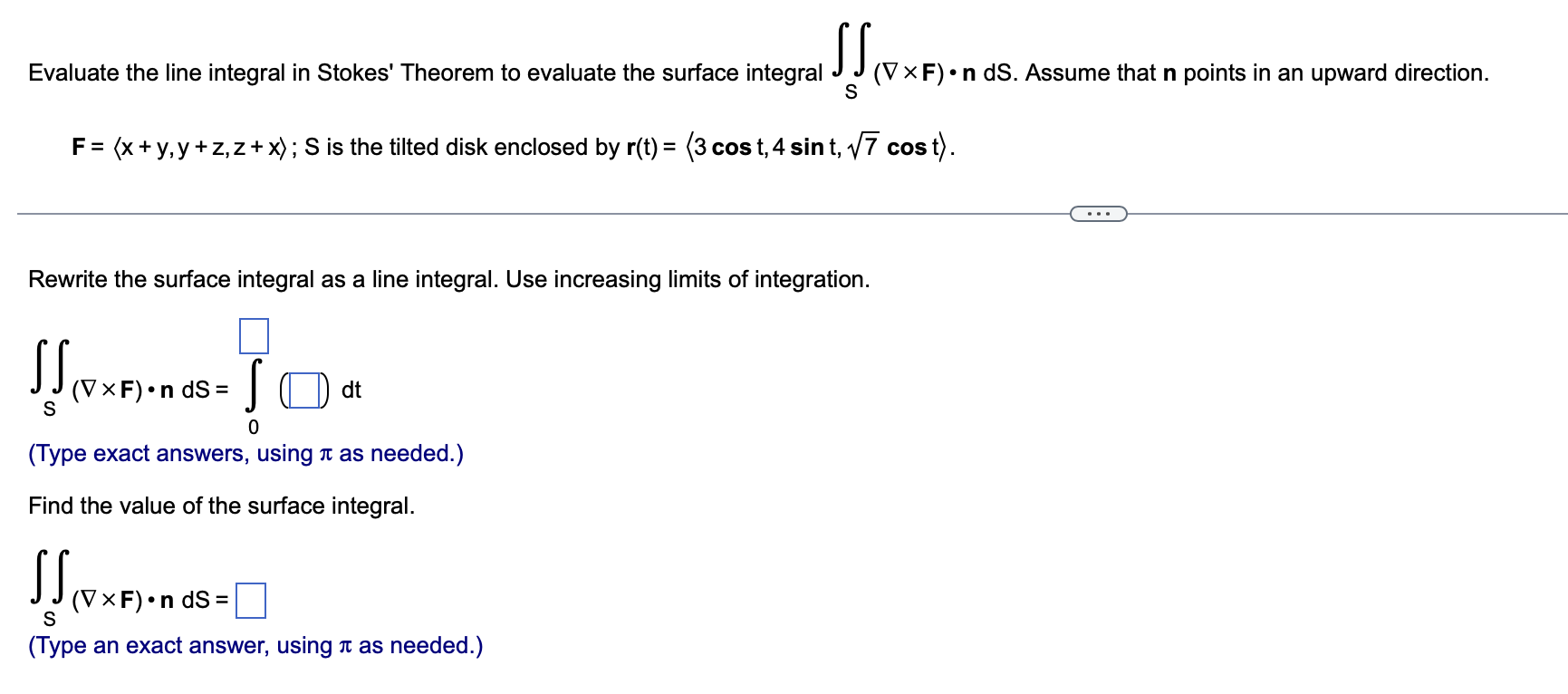 Evaluate the line integral in Stokes' Theorem to | Chegg.com
