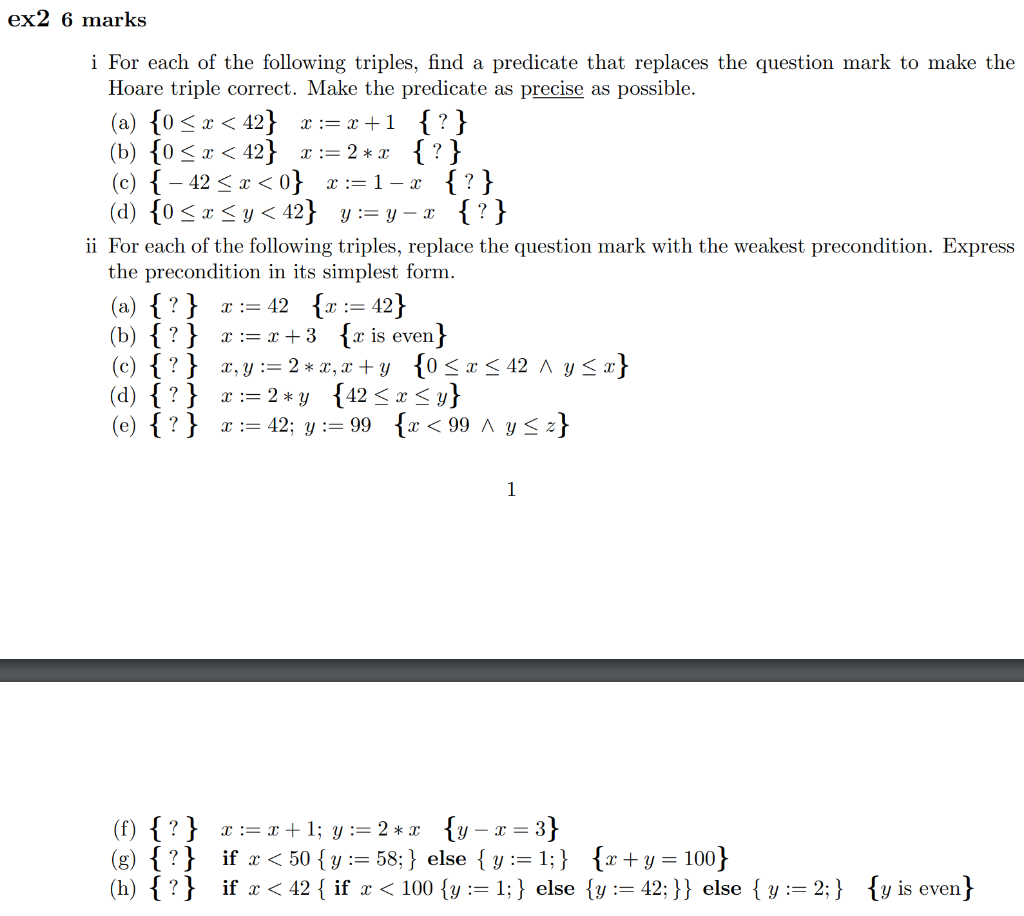 Solved i For each of the following triples, find a predicate | Chegg.com