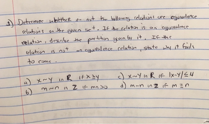 Solved Determine whether on os+ the following relations are | Chegg.com