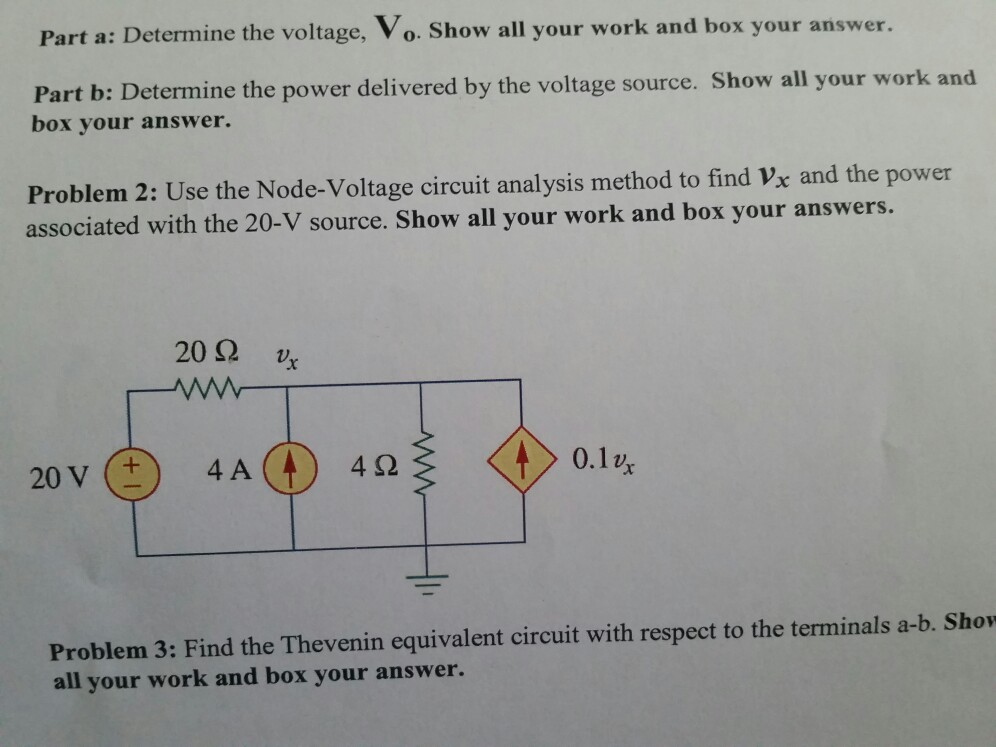 Solved Part a: Determine the voltage, Vo. Show all your work | Chegg.com