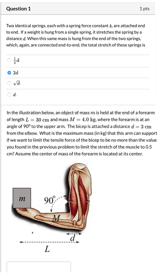 Question 1.1 Two identical springs, each with a | Chegg.com