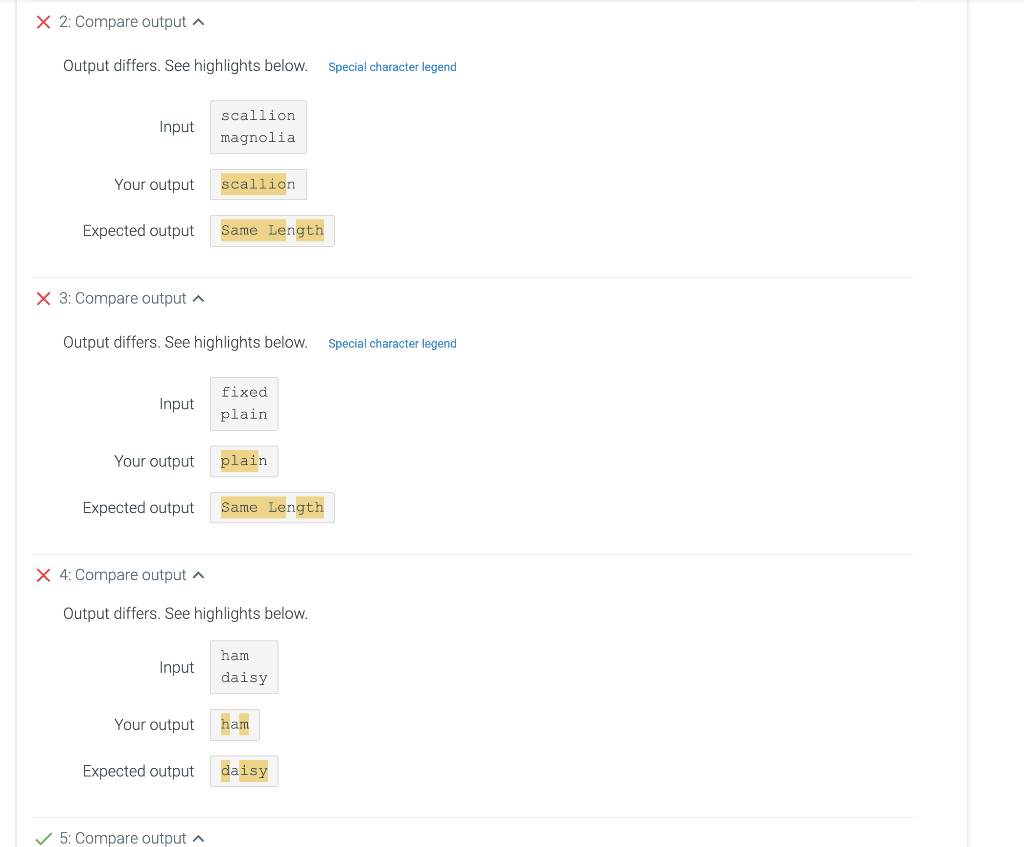 Solved X 2: Compare output ∧ Output differs. See highlights | Chegg.com