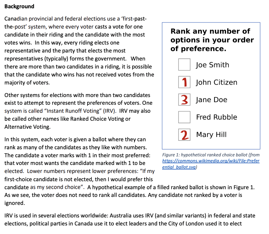Solved Background Canadian provincial and federal elections | Chegg.com