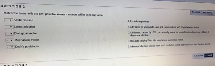 Solved Match the terms with the best possible answer answers | Chegg.com