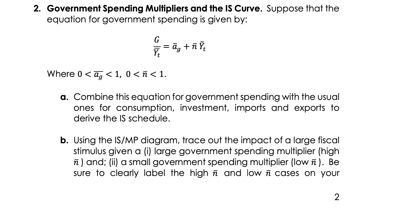 Solved Government Spending Multipliers and the IS Curve. | Chegg.com