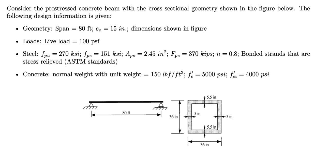 Consider the prestressed concrete beam with the cross | Chegg.com