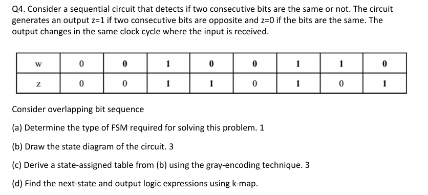 Q4. ﻿Consider a sequential circuit that detects if | Chegg.com