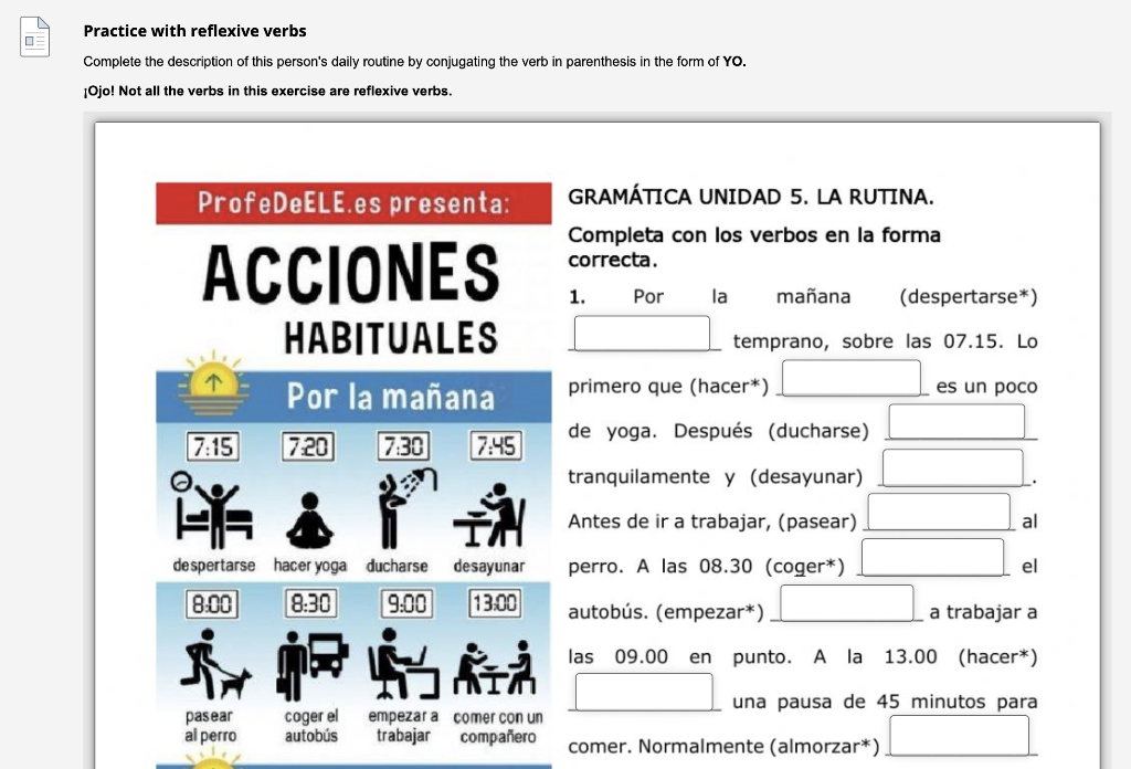 Practice with reflexive verbs Complete the | Chegg.com