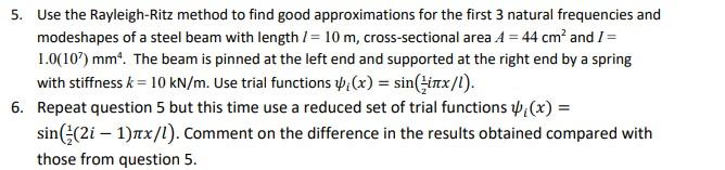 5. Use the Rayleigh-Ritz method to find good | Chegg.com