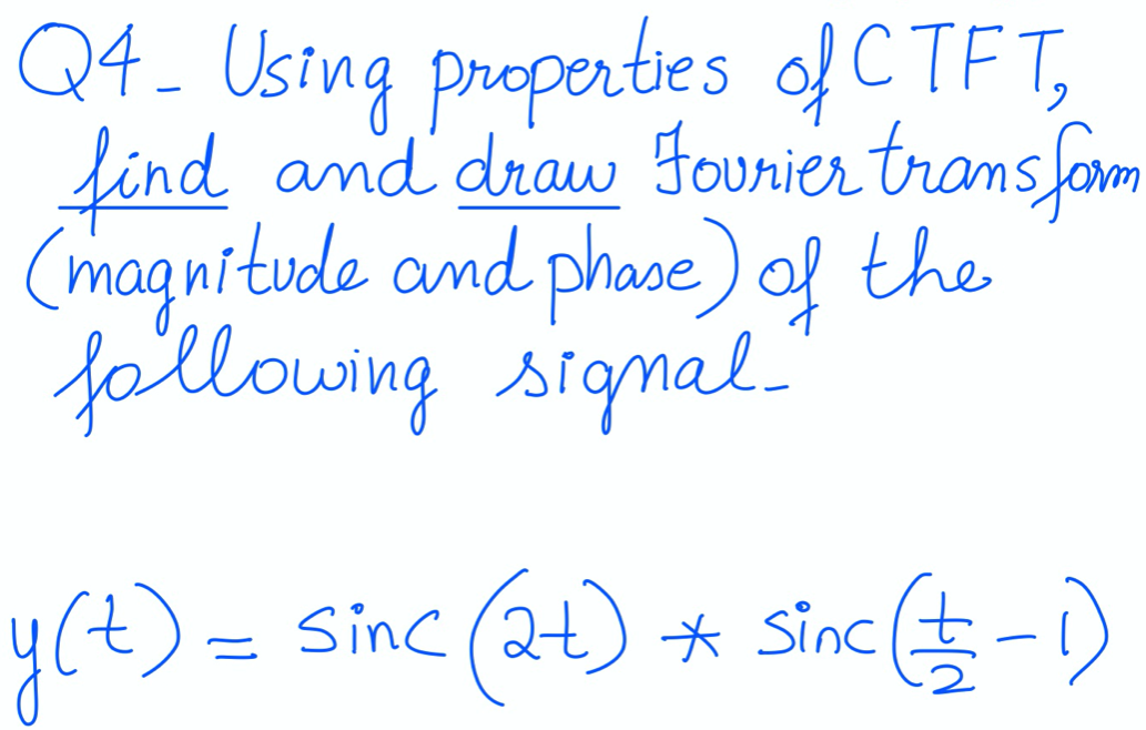 Solved Q4 - Using properties of CTFT, find and draw Fourier | Chegg.com
