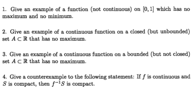 Solved 1. Give an example of a function (not continuous) on | Chegg.com
