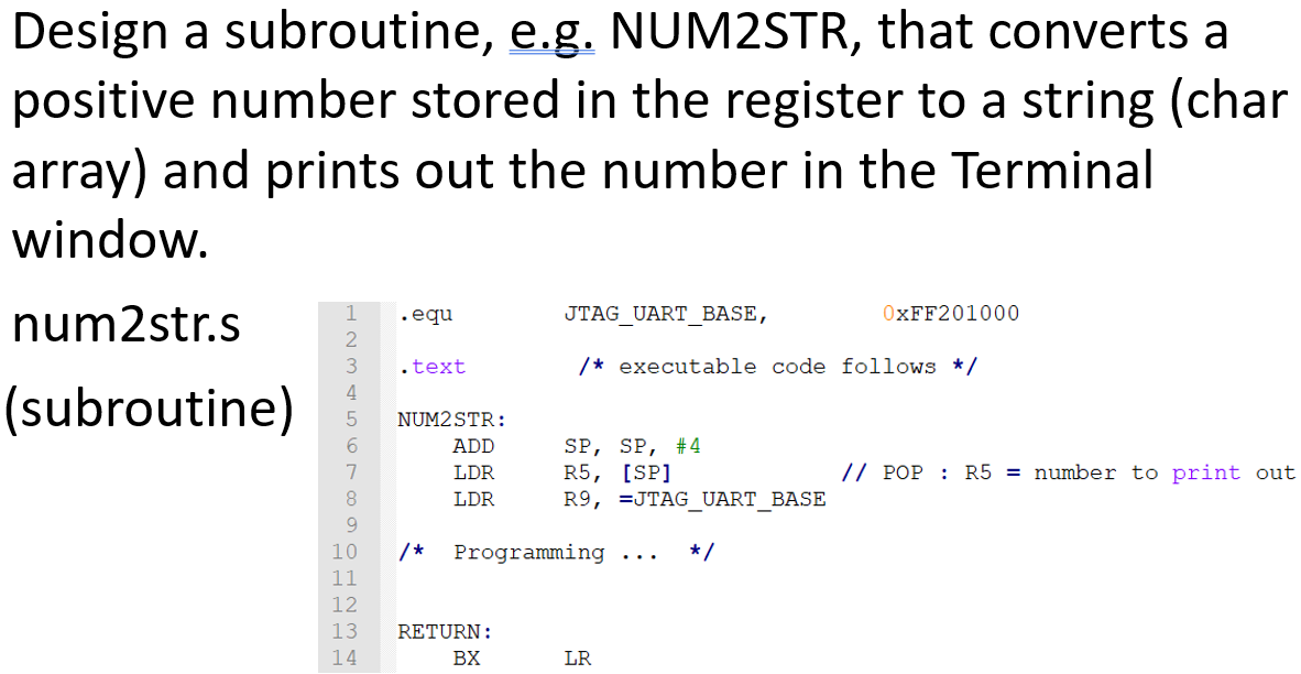 Design a subroutine, e.g. NUM2STR, that converts a | Chegg.com