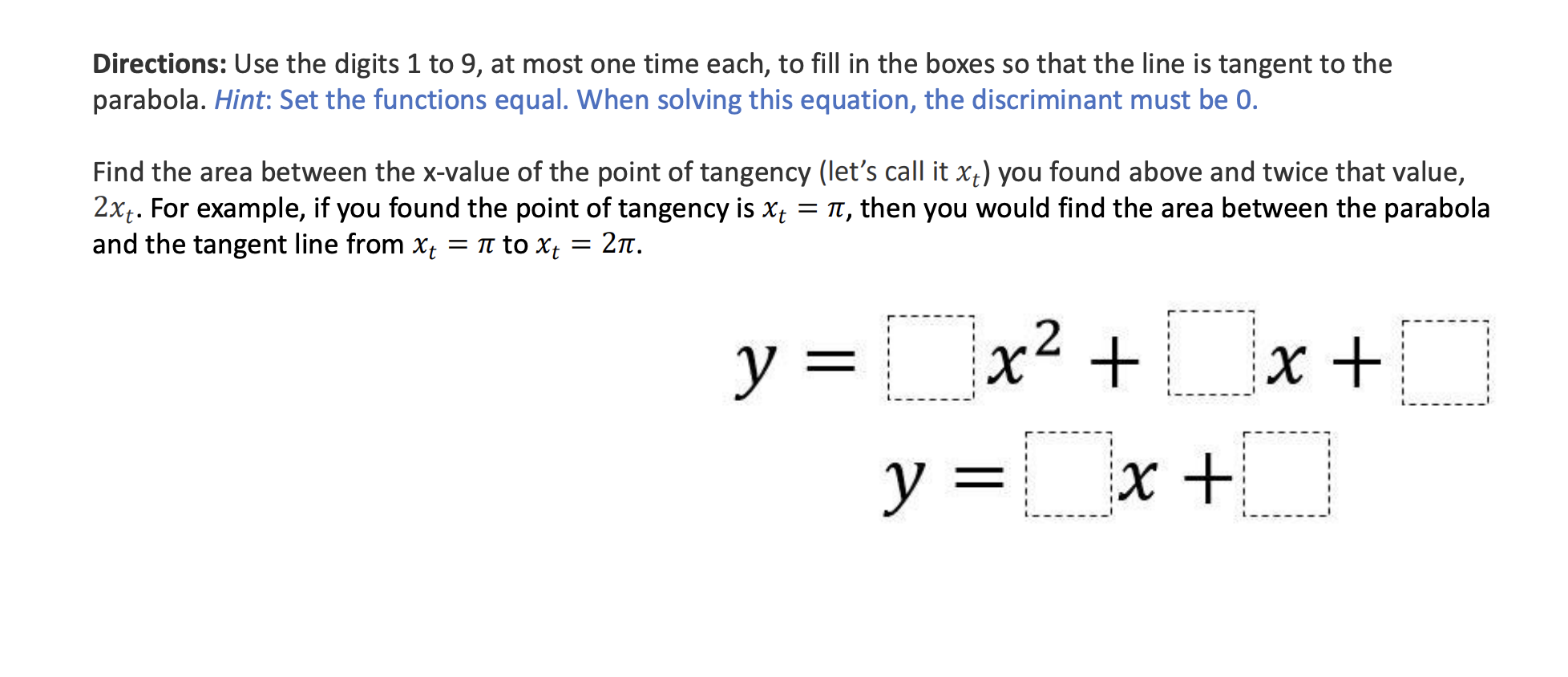 Directions: Use the digits 1 ﻿to 9 , ﻿at most one | Chegg.com