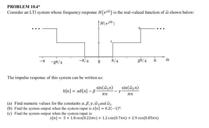 Solved PROBLEM 104 Consider an LTI system whose frequency | Chegg.com
