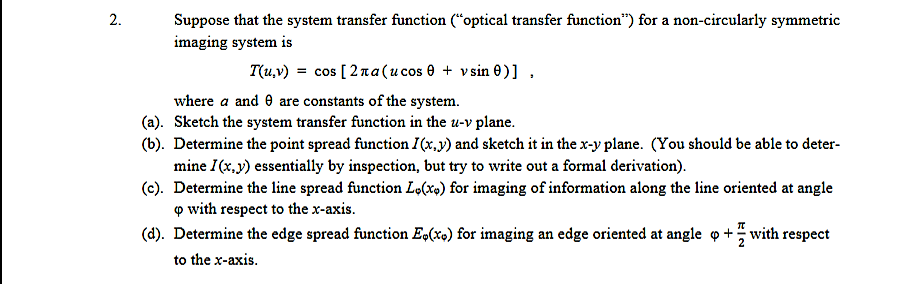 2. Suppose that the system transfer function (optical | Chegg.com