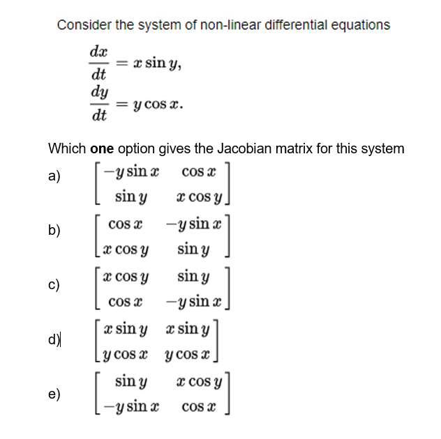 Solved Consider the system of non-linear differential | Chegg.com