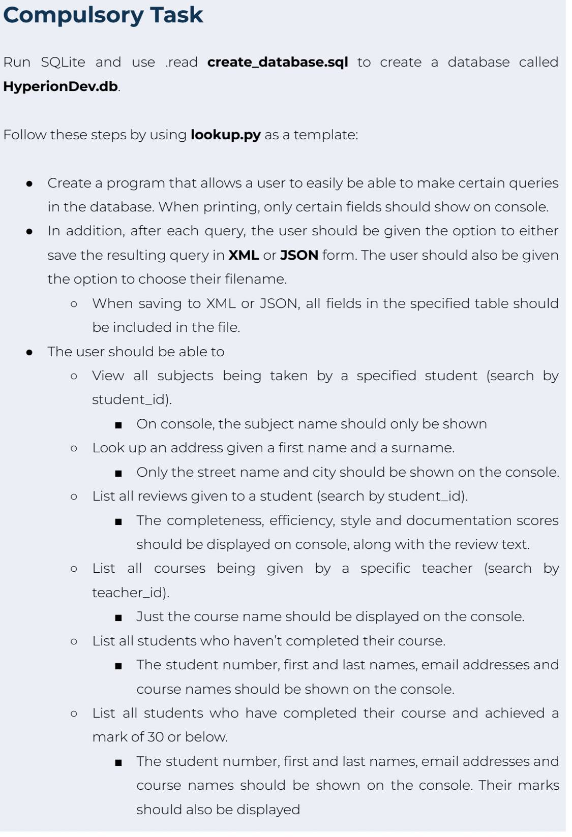 Solved Compulsory TaskRun SQLite and use read | Chegg.com