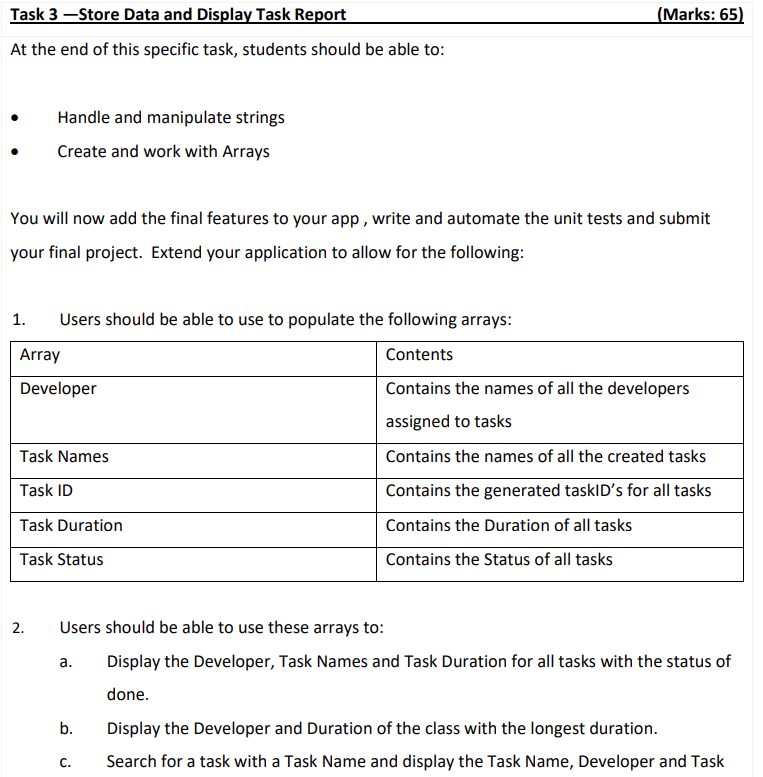 Solved Task 3-Store Data and Display Task Report (Marks: 65) | Chegg.com