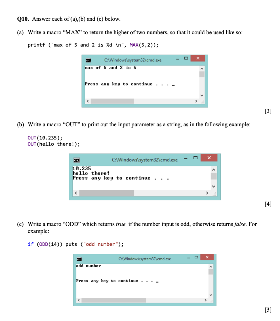 Solved Q10. Answer each of (a),(b) and (c) below. (a) Write | Chegg.com