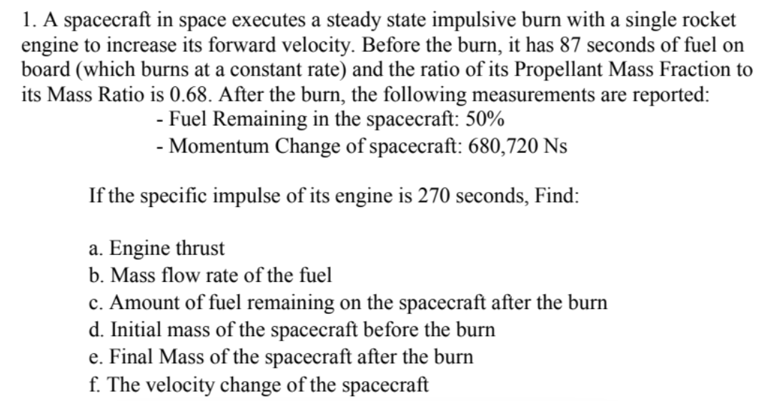Solved A spacecraft in space executes a steady state | Chegg.com