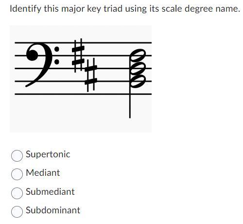 Solved Identify this major key triad using its scale degree | Chegg.com
