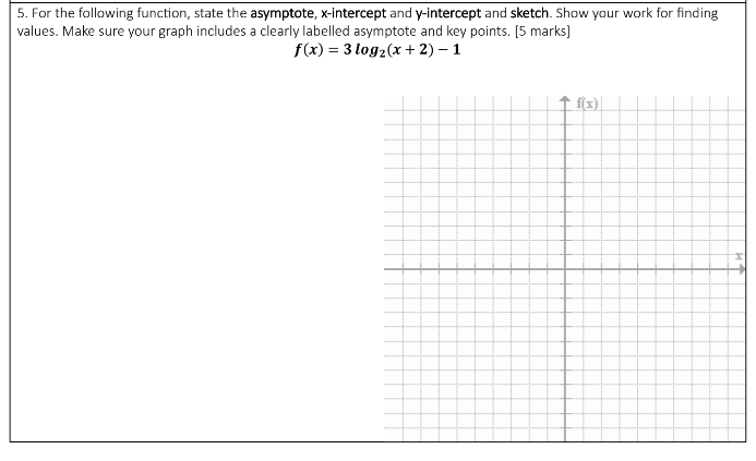 Solved 5. For the following function, state the asymptote, | Chegg.com