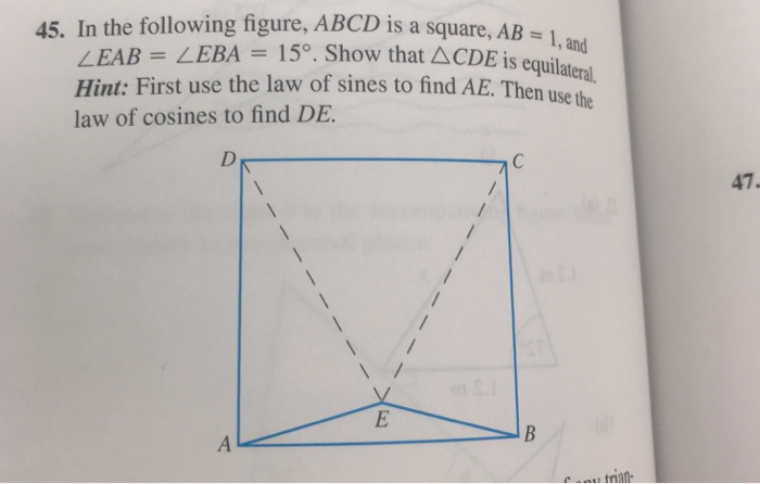 Solved 45. In the following figure, ABCD is a square, AB , | Chegg.com