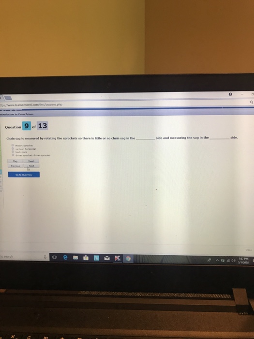 Solved a. 0 of 13 Question 9 Chain sag is measared by | Chegg.com