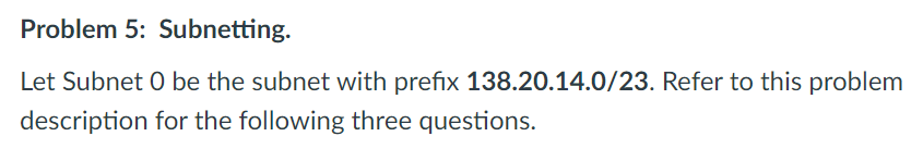 Solved Problem 5: Subnetting. Let Subnet O be the subnet | Chegg.com