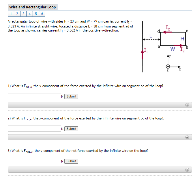Solved Wire and Rectangular Loop 1 2 3 4 5 6 A rectangular | Chegg.com