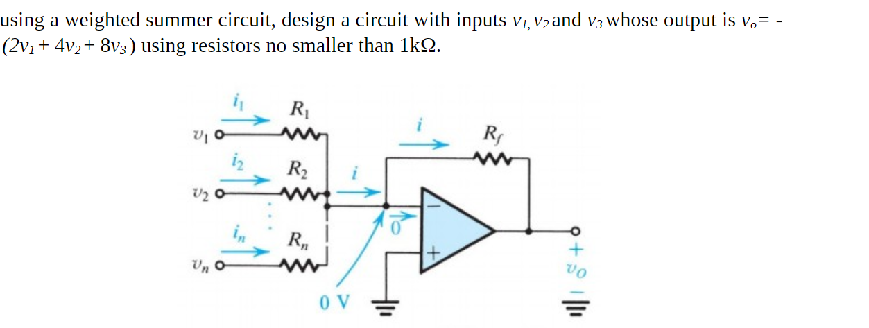 Solved using a weighted summer circuit, design a circuit | Chegg.com