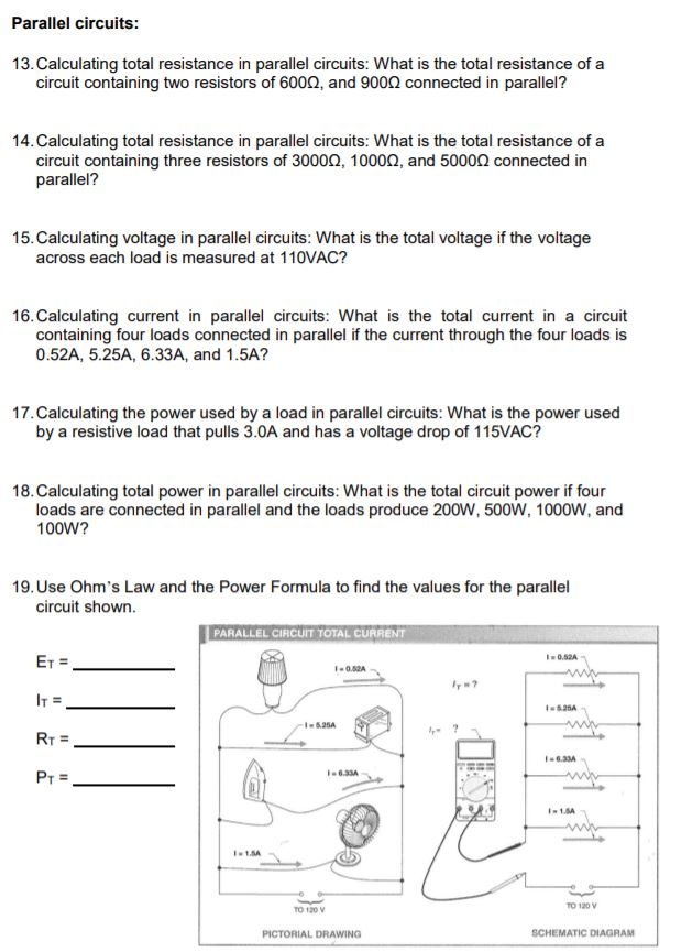 Solved Parallel circuits 13.Calculating total resistance in | Chegg.com